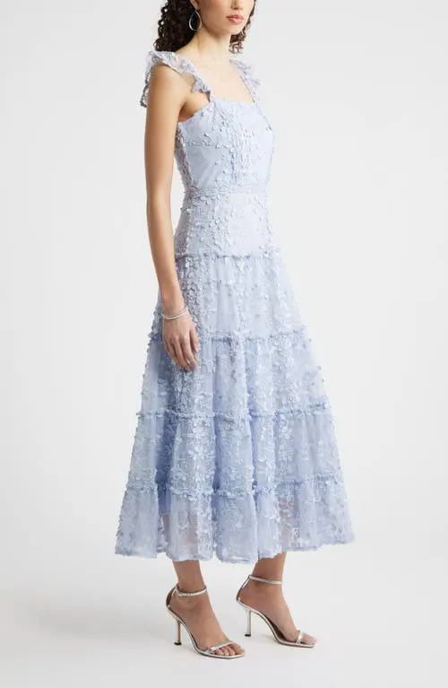 Chelsea28 3d Floral Lace Tiered Midi Dress