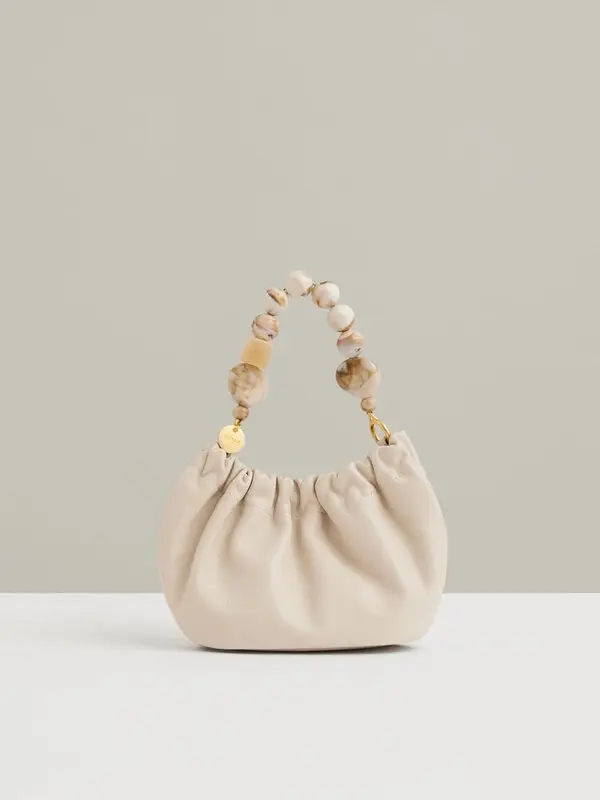 REISS Erin Leather Pouch Bag With Beaded Handle