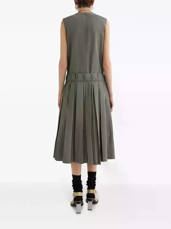 JIL SANDER Pleated Midi Dress - Grey