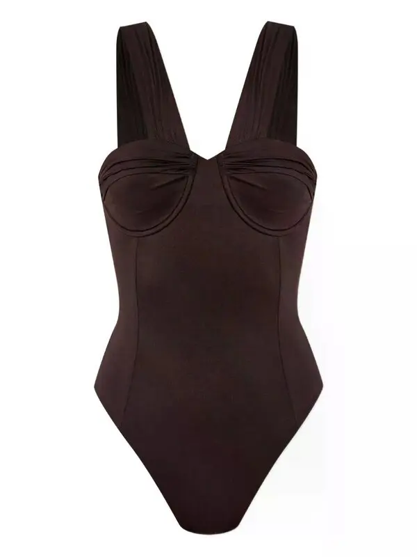 Balmain Logo Swimsuit - Brown
