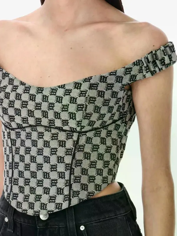 MISBHV Off-shoulder Logo-print Top