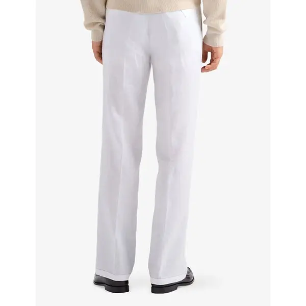 Prada Straight-leg Linen Trousers With Triangle Logo