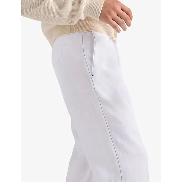 Prada Straight-leg Linen Trousers With Triangle Logo