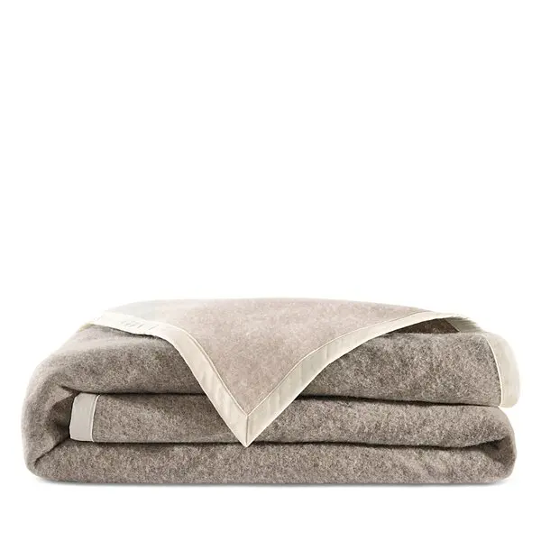 ANNE DE SOLENE Frima Virgin Wool Bed Blanket, Queen - Grège