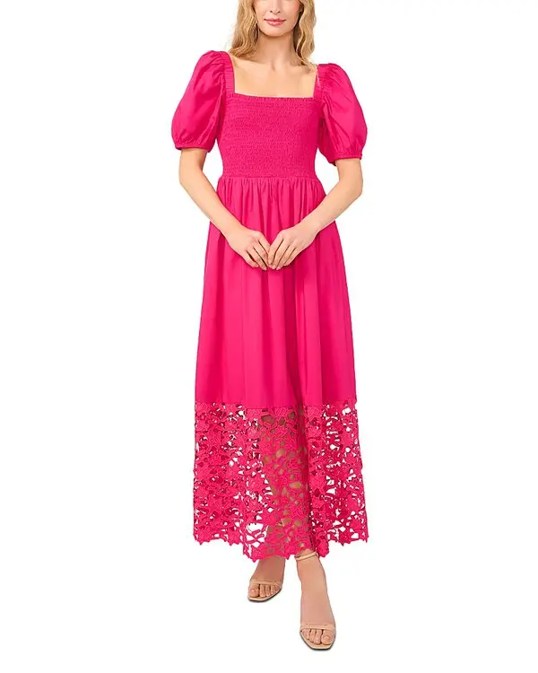 CECE DUPRAZ Puff Sleeve Combo Tiered Maxi Dress