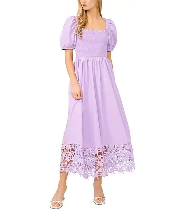 CECE DUPRAZ Puff Sleeve Tiered Maxi Dress - Lilac Breeze