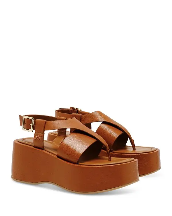 Free People Hold Platform Sandals - Cognac