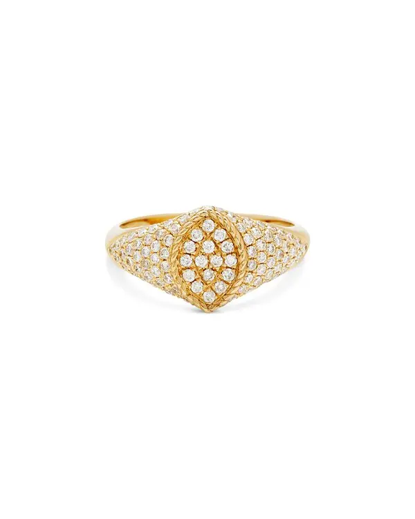 Yvonne Léon 9k Gray Diamond Baby Chevaliere Signet Ring - Yellow Gold