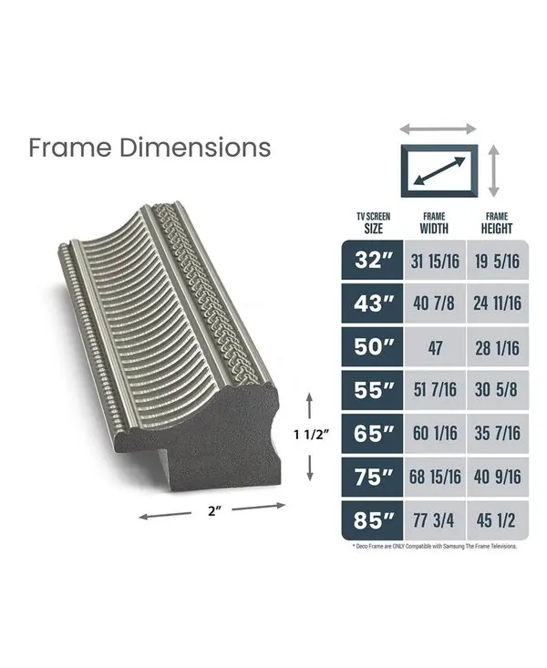 DECO TV FRAMES 43" Slim Frame For Samsung The Frame Tv 2021-2025 - Silver