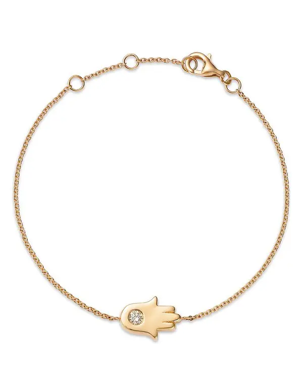 Bloomingdale'S Diamond Hamsa Hand Link Bracelet - Gold