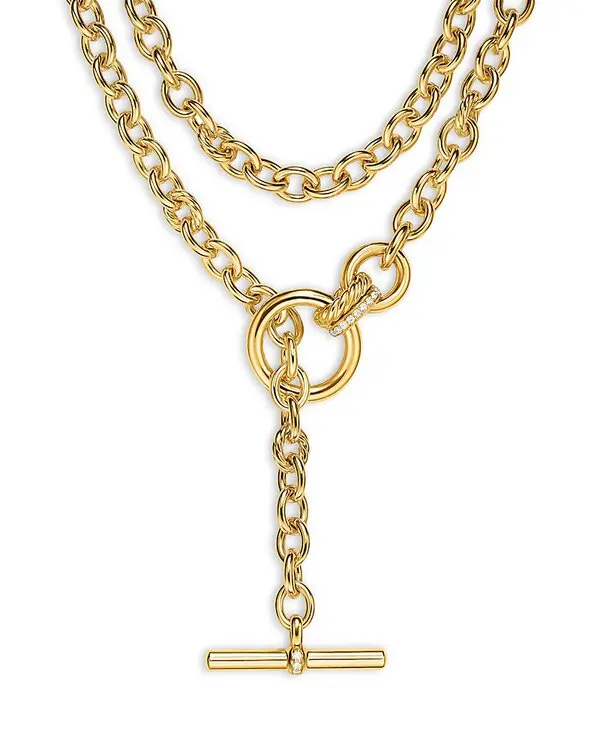 David Yurman Dy Mercer 18k Yellow And Diamond Necklace - Gold