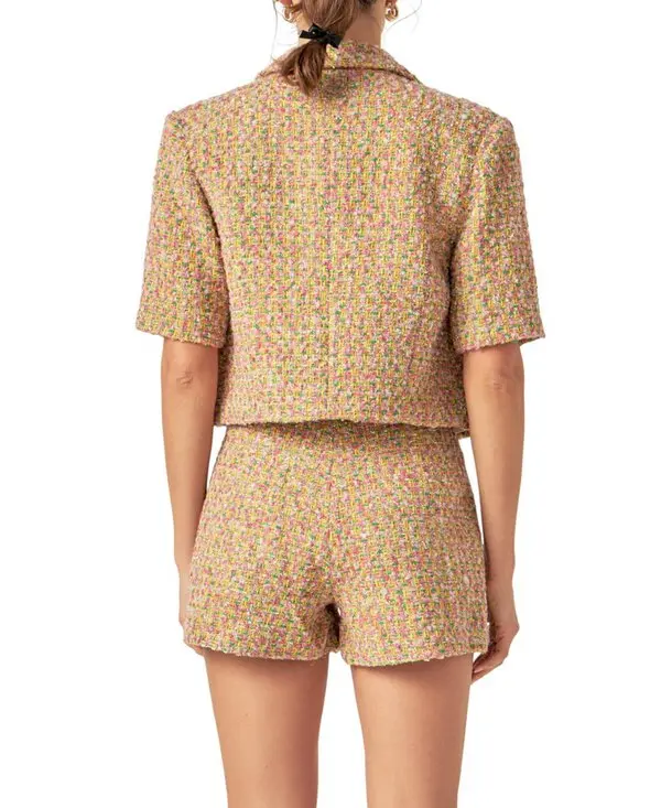 English Factory Boucle Cropped Jacket With Trim