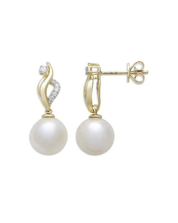 Bloomingdale'S Cultured Pearl & Diamond Drop Earrings - White