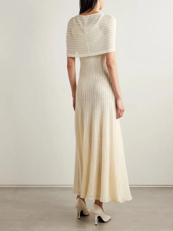 Khaite Thora Pointelle-knit Midi Dress - Neutrals
