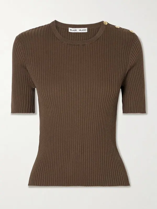 BLAZÉ MILANO Alegria Ribbed T-shirt - Brown