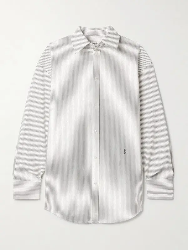 Saint Laurent Embroidered Striped Shirt