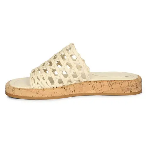 JELAVU Cloud Woven Leather Cork Slide Sandal - Ivory