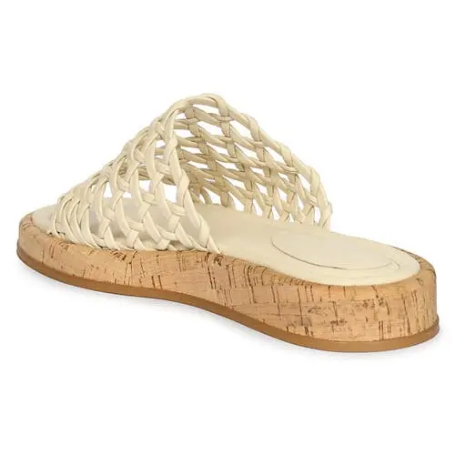 JELAVU Cloud Woven Leather Cork Slide Sandal - Ivory