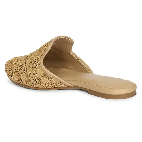 JELAVU Andrea Raffia Slip-on Mule - Beige