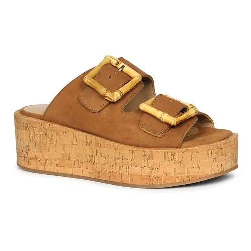 JELAVU Corkie Wedge Cork Sandals With Suede Straps