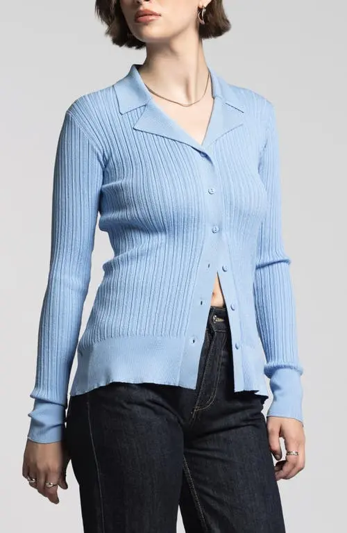 WEEKEND LOS ANGELES Allison Rib Button-up Top - Bright Blue