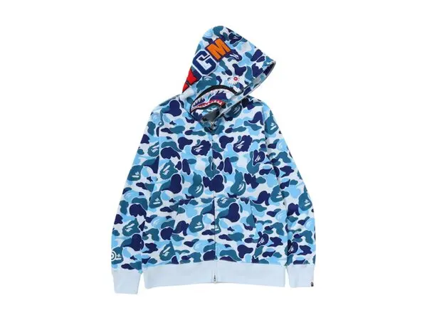 A BATHING APE Abc Camo Crystal Stone Shark Full Zip Hoodie - Blue