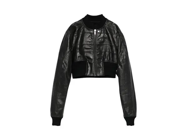 Rick Owens Cropped Leather Girdered Bomber Jacket