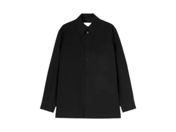 JIL SANDER Long Sleeved Wool Gabardine Shirt - Black