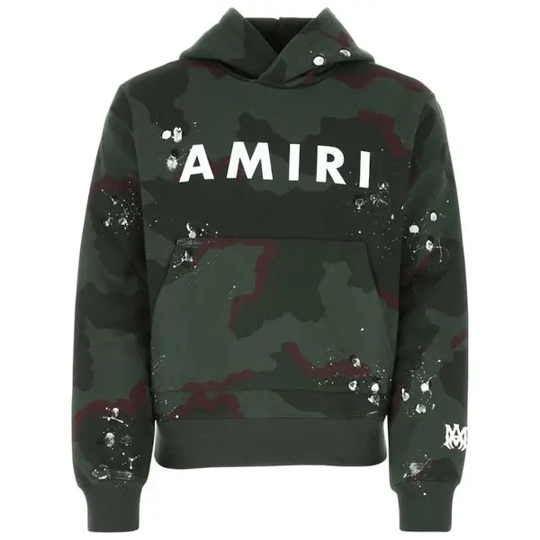 Amiri Logo Camo Hoodie - Green