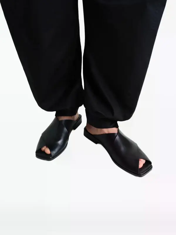 LEMAIRE Cross Leather Slides