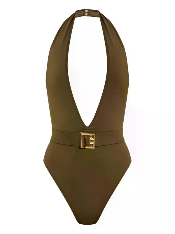 Balmain Logo Swimsuit - Green