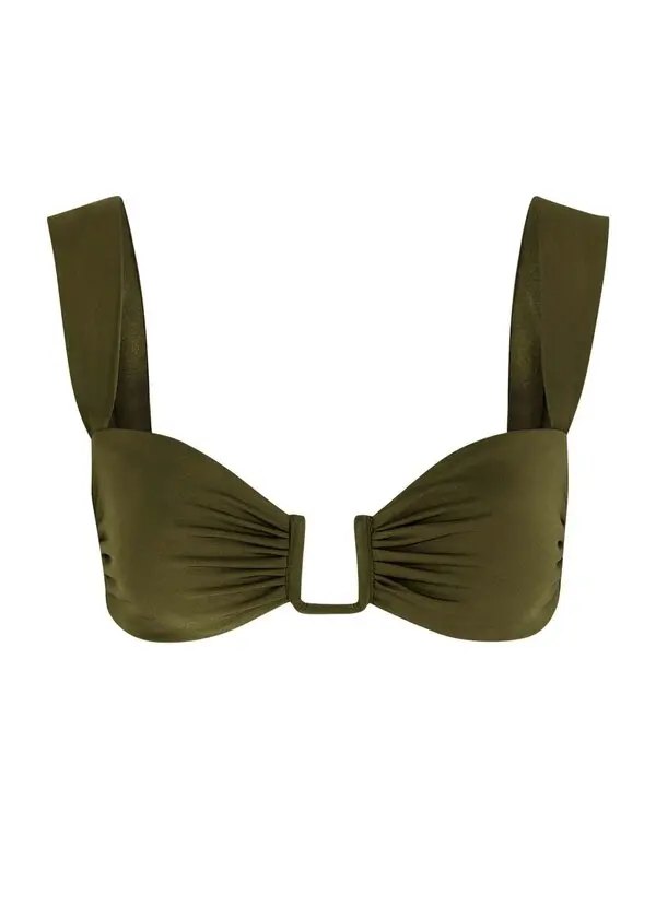 AWAY THAT DAY Lido Uno Scoop Neck Bikini Top - Olive