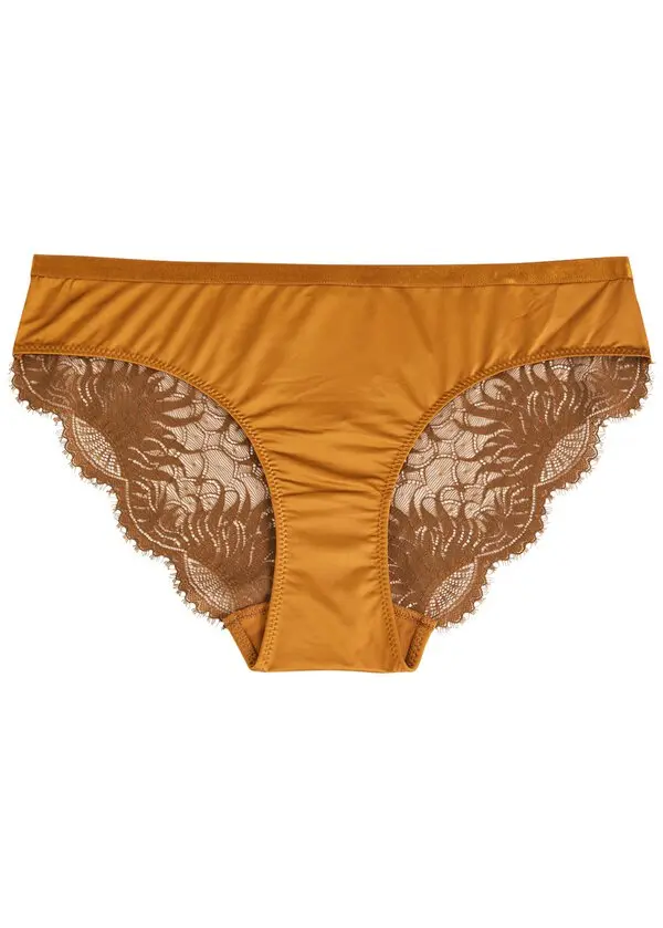 Hanro Gale Lace Stretch-satin Briefs - Gold