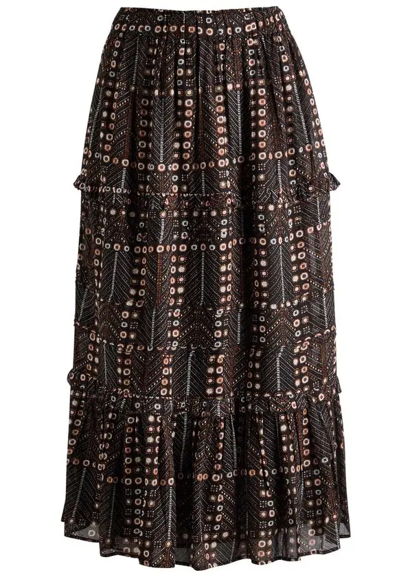 Isabel Marant Étoile Diya Printed Cotton Midi Skirt - Black