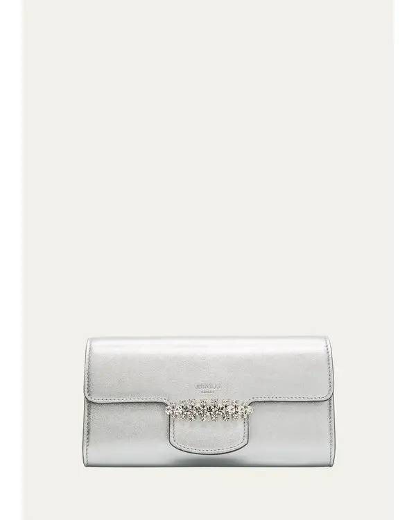 JIMMY CHOO Bing Crystal Embellished Wallet - Silver
