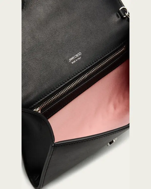 JIMMY CHOO Bing Crystal Smooth Leather Wallet - Silver