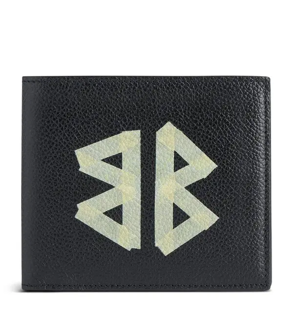 Balenciaga Leather Tape Logo Wallet - Black