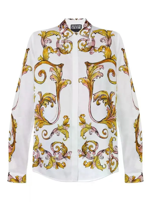 Versace Outline Barocco Print Shirt - White