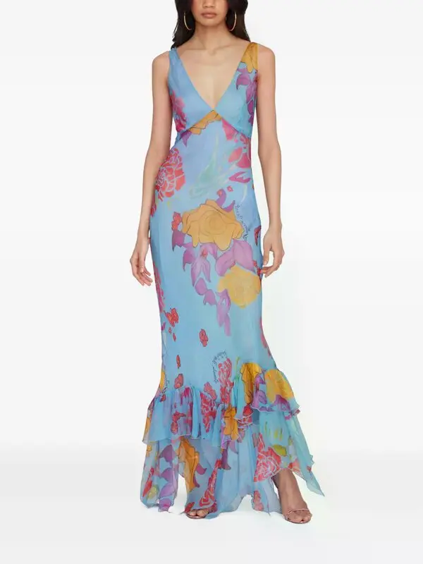 DONDE ESTEBAN Flores Chiffon Maxi Dress