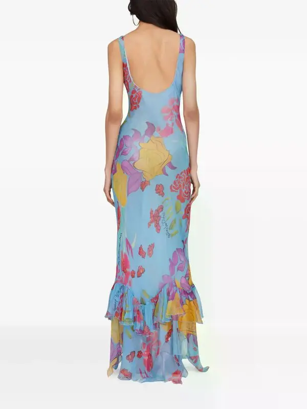 DONDE ESTEBAN Flores Chiffon Maxi Dress