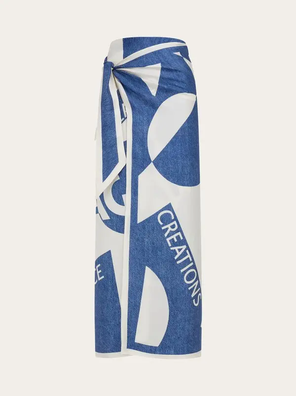 FERRAGAMO Venna Logo Sarong Skirt - Blue