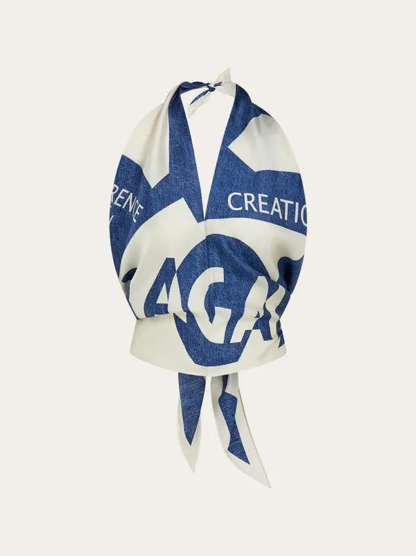 FERRAGAMO Venna Logo Handkerchief Top - Blue