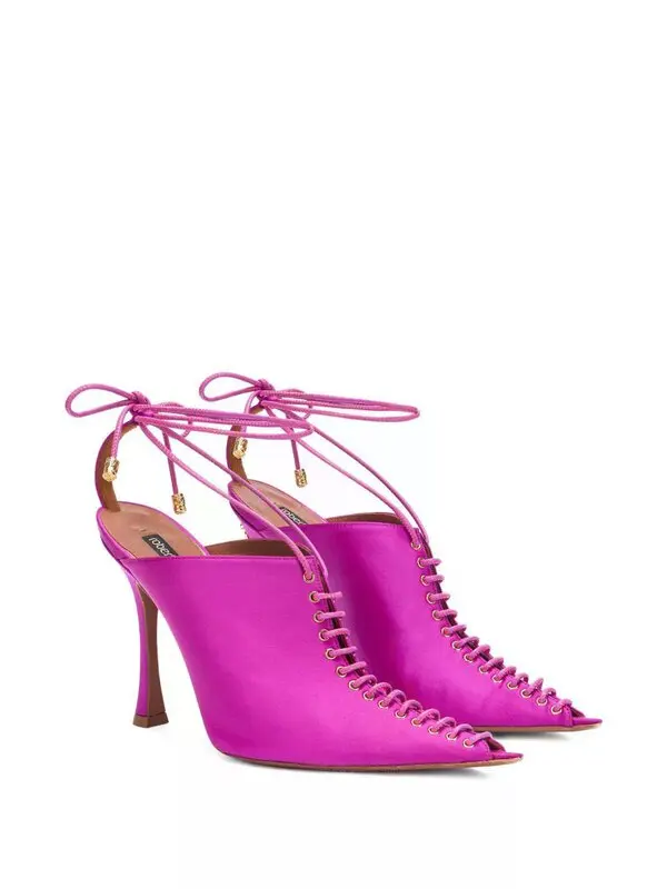 Roberto Cavalli Satin Lace-up Pumps