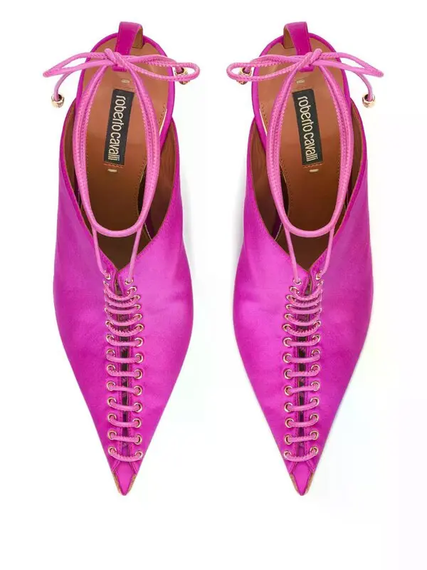 Roberto Cavalli Satin Lace-up Pumps