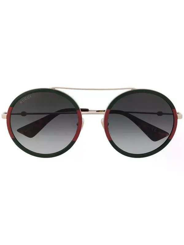 Gucci Double-bridge Round-frame Sunglasses - Green