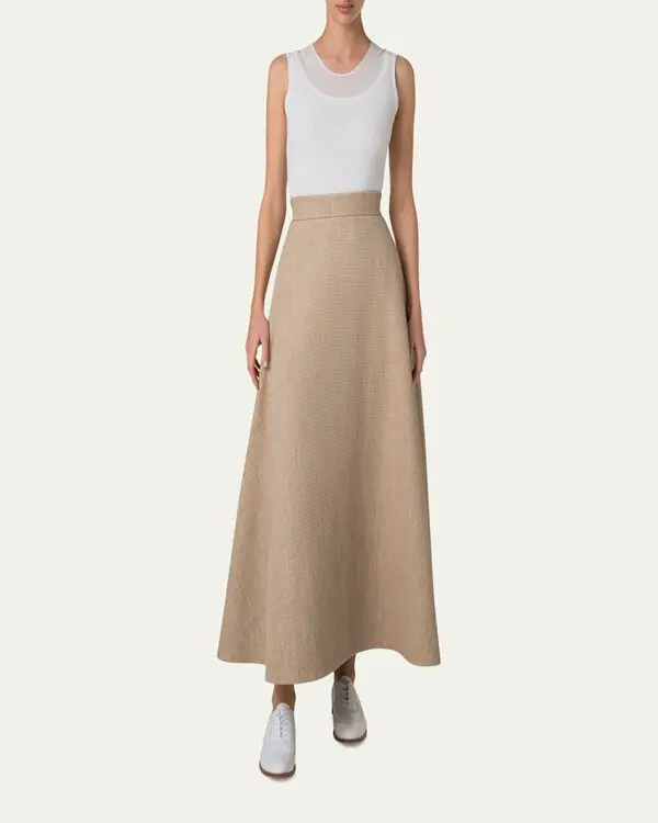 Akris Flared Raffia Midi Skirt
