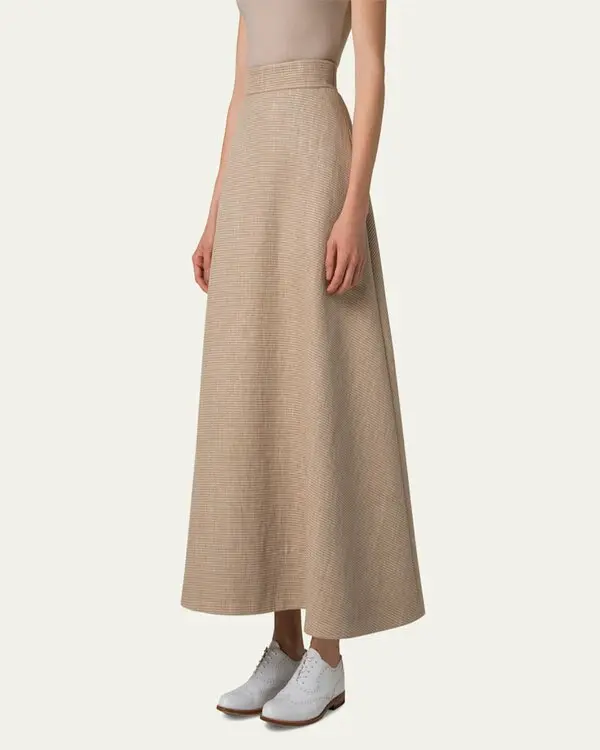 Akris Flared Raffia Midi Skirt
