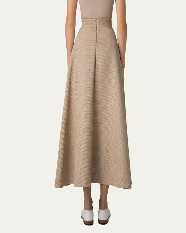 Akris Flared Raffia Midi Skirt