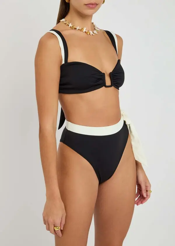 AWAY THAT DAY Cannes Gathered Bikini Top - Black