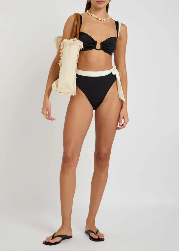AWAY THAT DAY Cannes Gathered Bikini Top - Black